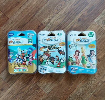 VTECH V.SMILE MOTION Games Mickey Mouse, Soccer Challenge & Tinker Bell ...