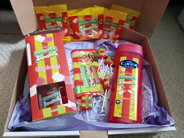 SWIZZELS DRUMSTICK SQUASHIES gift set gift box bubble bath raspberry ...