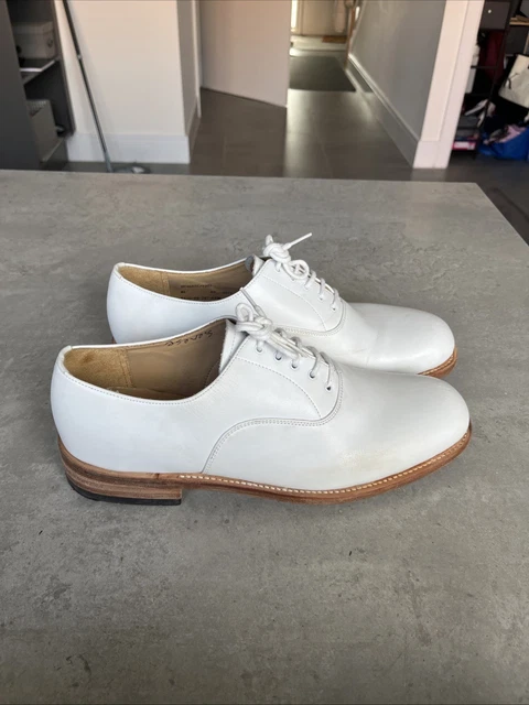 BRITISH ROYAL NAVY Parade Shoes White Leather Naval Dress Uniform Size ...