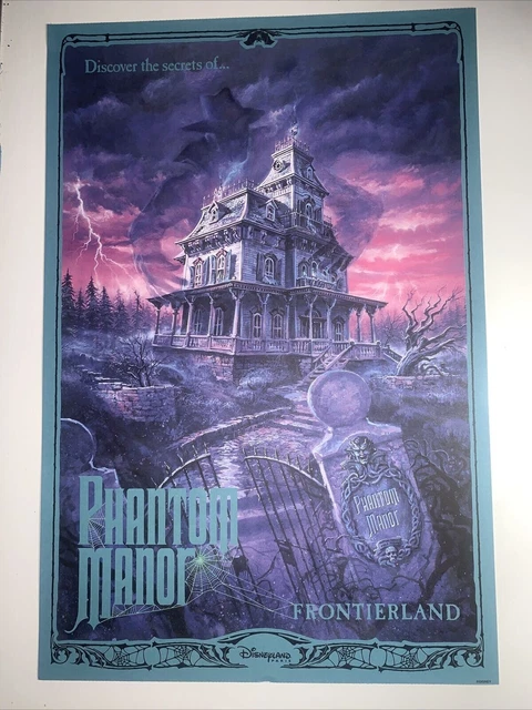 PHANTOM MANOR ATTRACTION Poster Authentic Disney 12x18 Disneyland Paris ...