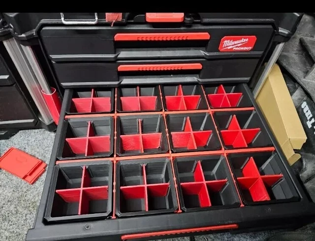 MILWAUKEE PACKOUT 2X4 full Drawers 4932493189 Storage Divider 24 Bin ...