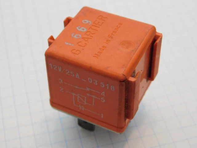 RENAULT RELAY RELAIS 5 broches G.Cartier orange 12V-25A 03516 03-516 ...