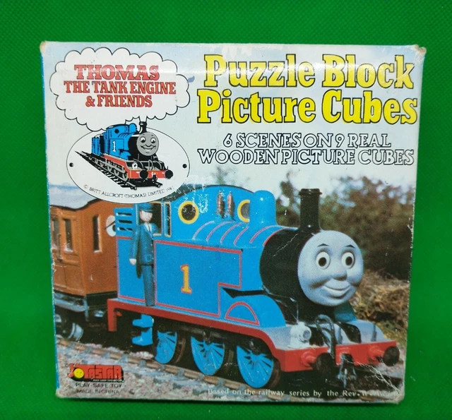 THOMAS THE TANK Engine Wooden Puzzle Block Picture Cubes 1986 - Heavily ...