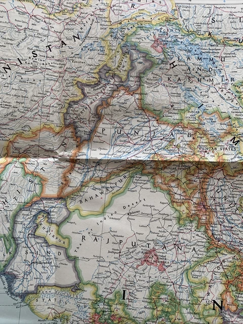NATIONAL GEOGRAPHIC MAP INDIA & BURMA.Pre Partition 1946 30x25 Inches ...