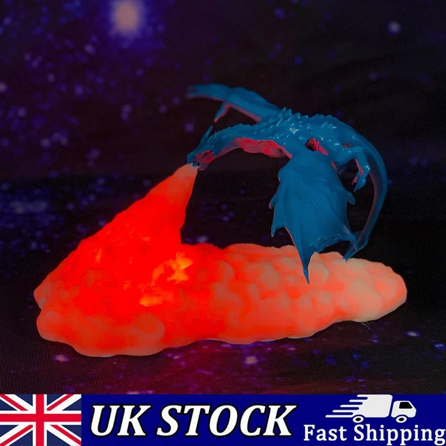 3D PRINTED FIRE/ICE Dragon Nightstand Lamp Night Light USB Charge ...