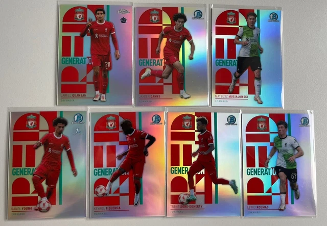 TOPPS LIVERPOOL FC Chrome Team Set Bowman Generation Bulk 7 carte EUR 9 ...