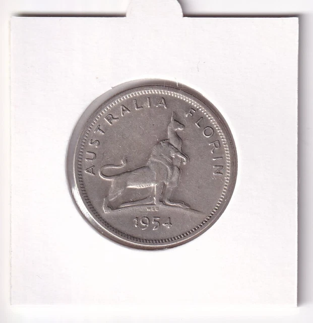 AUSTRALIAN FLORIN: 1954 Commemorative Silver Coin In 2X2 Holder.. EUR ...