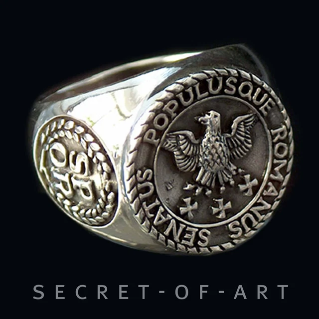 SPQR RING 925 Silber Römischer Adler Legionär Soldat Römisches Reich ...