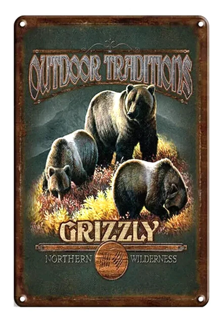OUTDOOR TRADITIONS &GRIZZLY& Novelty Metal Sign 8" x 12" NEW! $8.98 ...