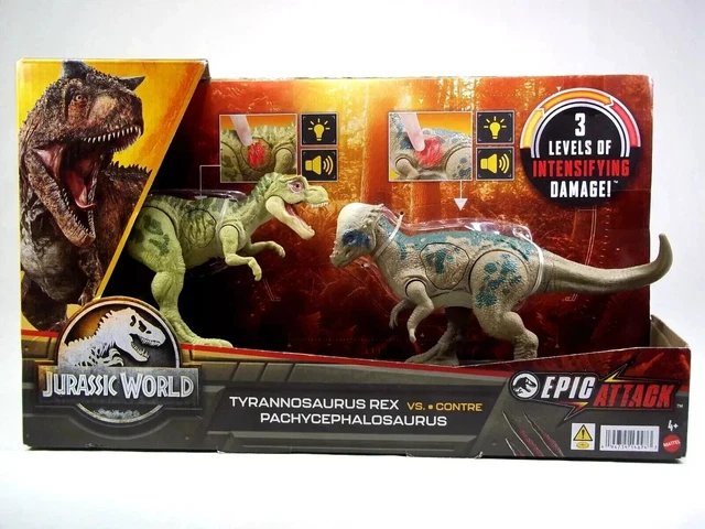 JURASSIC WORLD EPIC Attack Juvenile T-Rex Pachycephalosaurus Figure Set ...