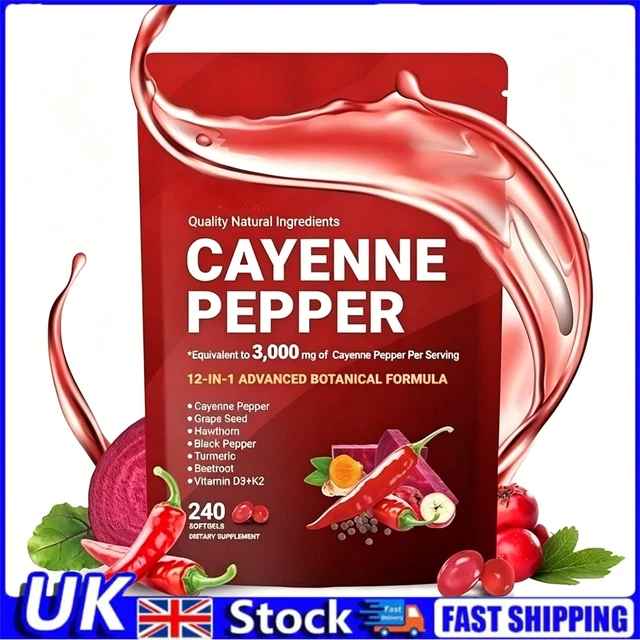 CAYENNE PEPPER SOFTGEL Support Leg Vein Heart Blood Vessel Health ...
