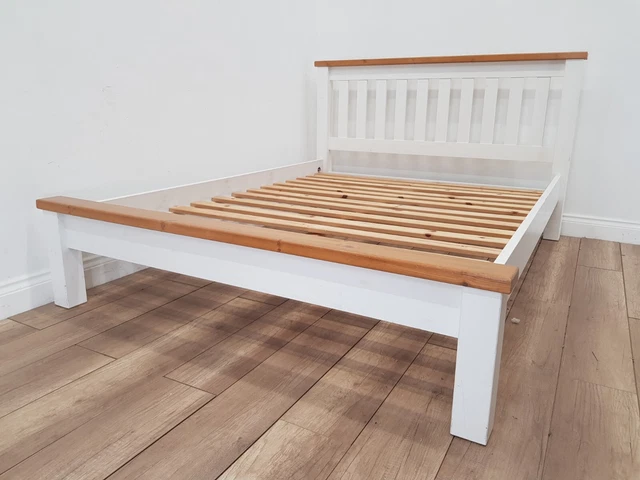 KING SIZE BED FRAME Pine Bannister Headboard Slatted Foundation FREE ...