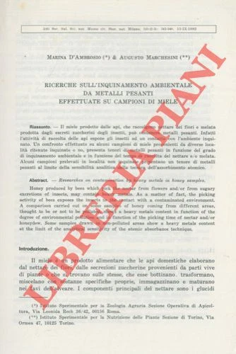 D'AMBROSIO MARINA - MARCHESINI Augusto - Ricerche sull'inquinamento ...