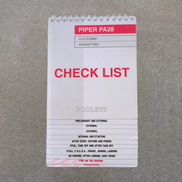 POOLEYS PIPER PA28 Checklist £13.20 - PicClick UK