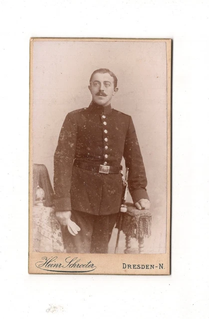 CDV FOTO GARDE-SOLDAT mit Pickelhaube und Busch - Dresden 1890er EUR 4 ...