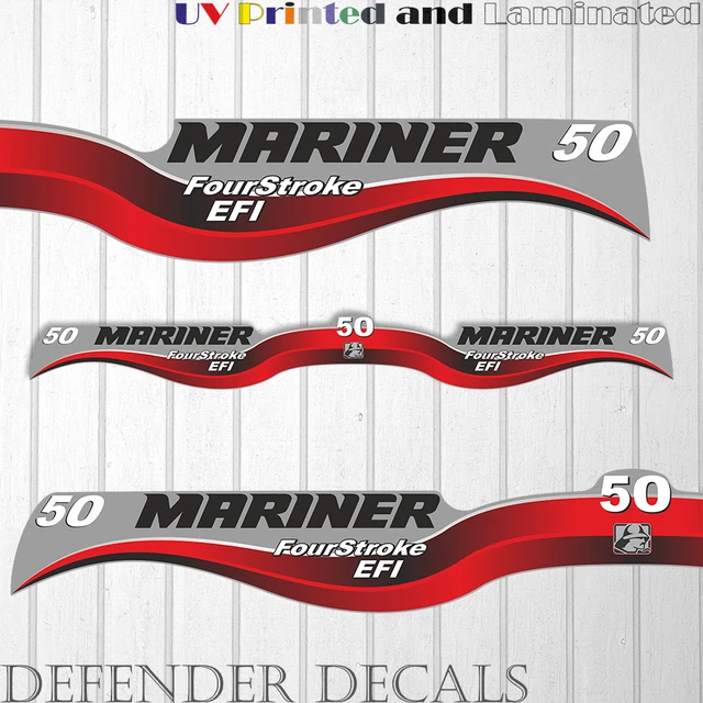 MARINER 50 HP EFI four stroke outboard engine decal sticker set kit ...