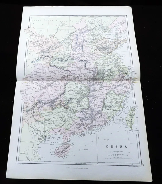 MAP OF CHINA Antique Original 1888 The Chinese Empire 19th Century Asia ...