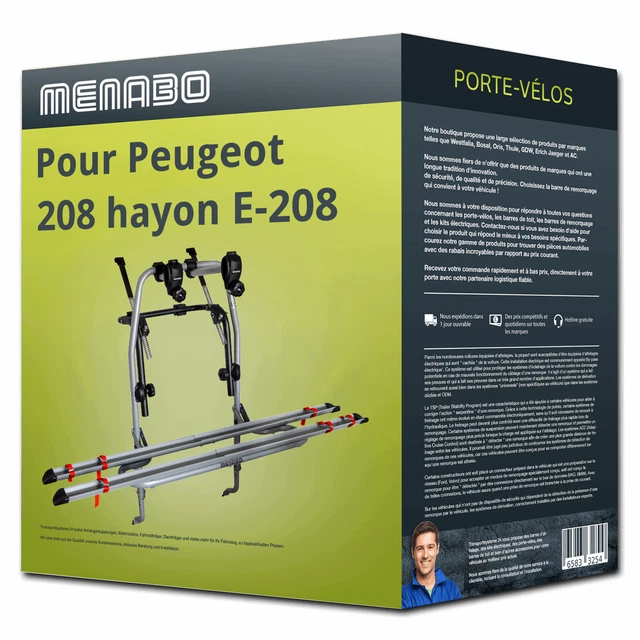 PORTE-VÉLO MENABO LOGIC 2 pour Peugeot 208 hayon E-208 06.2019-àcejour ...
