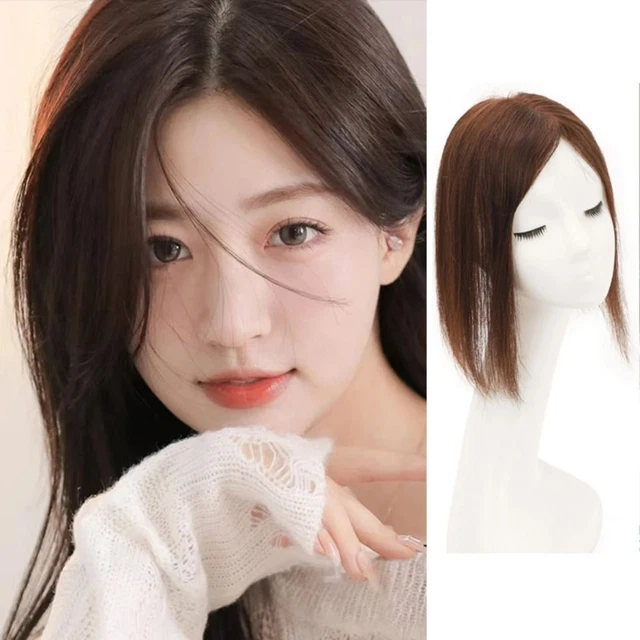 LONG STRAIGHT WIG Topper Hair Piece Side Part Pangs Head Top Wig Block ...