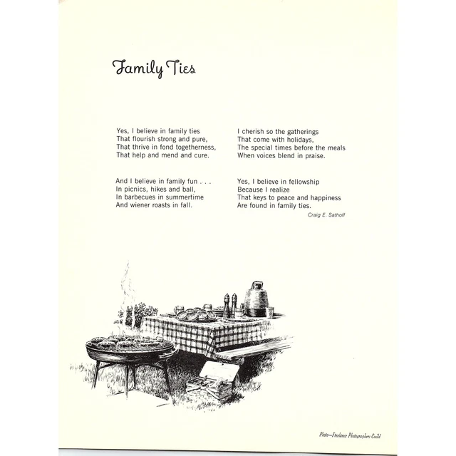 FAMILY TIES CRAIG E. Sathoff 1970s Poem Retro Kitsch Wall Art SF8 £24.56 - PicClick UK
