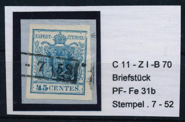 LOMBARDO-VENEZIANO 1850 45C, HP, TIPO I.! Dr. Ferch: 31B:+160,-€! C 11 ...