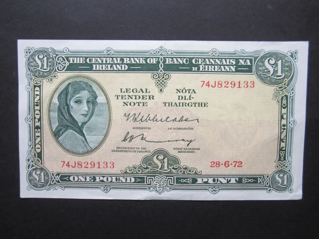 IRISH ONE POUND Punt Banknote 1972 Lady Lavery Ireland Eire £15.84 ...