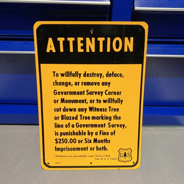 FOREST SERVICE NATIONAL Park Corner Monument Witness Tree Conservation ...