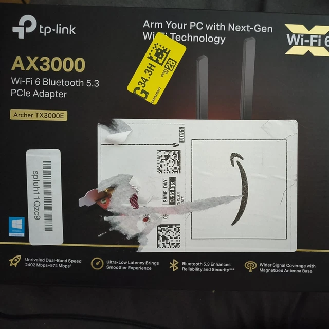 TP-LINK ARCHER TX3000E AX3000Mbps WiFi 6 Bluetooth 5.2 PCIe Adapter £26 ...