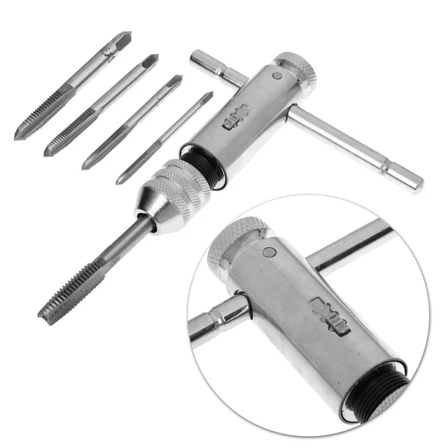 T HANDLE TAP Wrench Threading Tool Ratcheting Wrenches Machine Screw ...