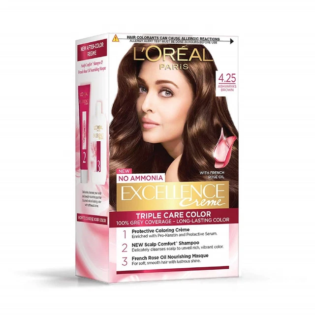 LOREAL PARIS EXCELLENCE Creme Hair Color, 4.25 Aishwarya's Brown 72ml ...