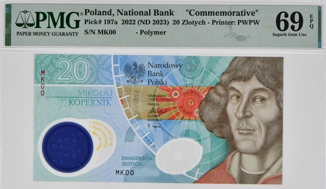 POLEN BANKNOTE 20 zlotych Nicolaus Copernicus, Kopernik 2022/2023, PMG ...
