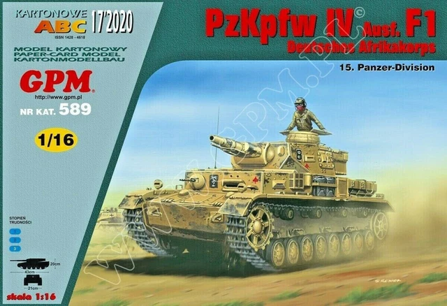 PZ.KPFW IV AUSF. F1 Afrikakorps 1/16 scale (prepainted) paper-card ...