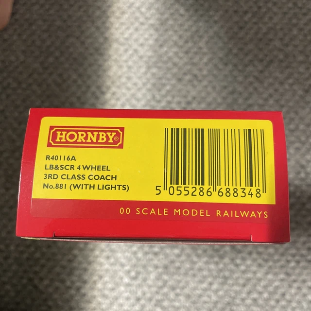 HORNBY R40116A LB&SCR 4 Wheel 3Rd Class Coach 881 With Lights Oo Gauge ...