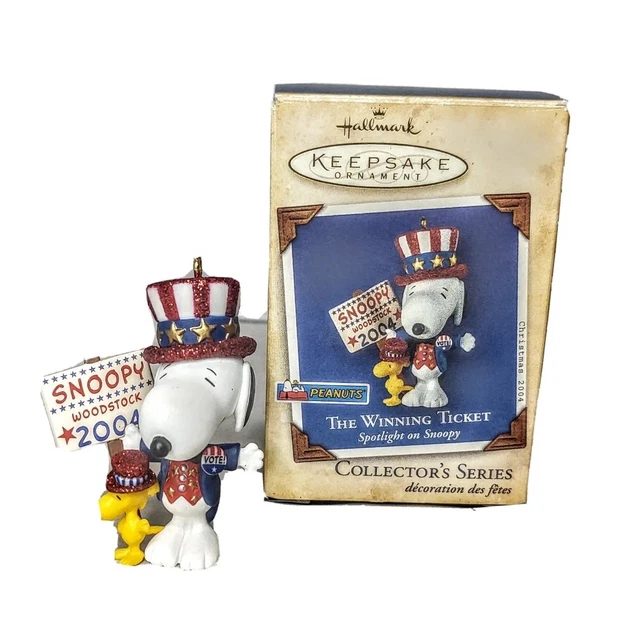 HALLMARK WINNING TICKET Peanuts Snoopy Dog Figure Ornament 4th of July ...