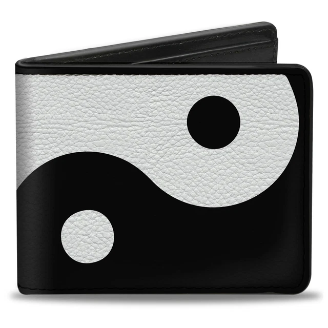 BI-FOLD WALLET YIN Yang Symbol CLOSE-UP/Characters Black/White EUR 24 ...