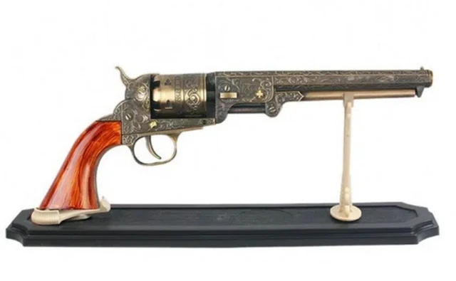 WESTERN COWBOY BLACK Powder Outlaw Revolver Pistol Replica Gun w/ Stand ...