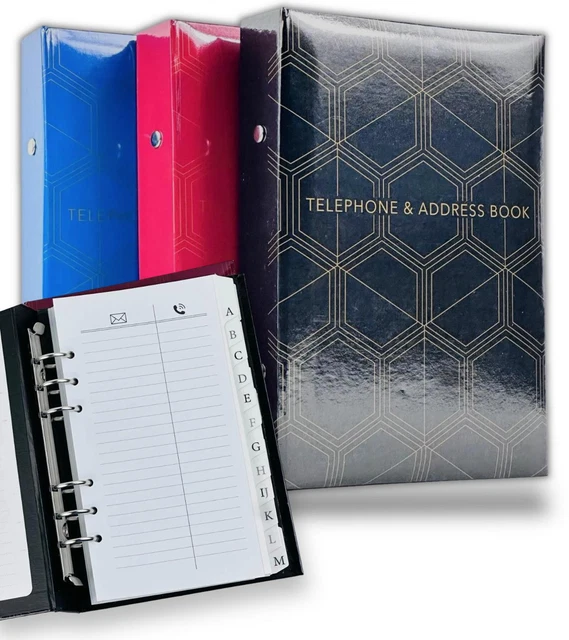 TELEPHONE & ADDRESS Book Ring Bound Hard Back Office Record Directory ...