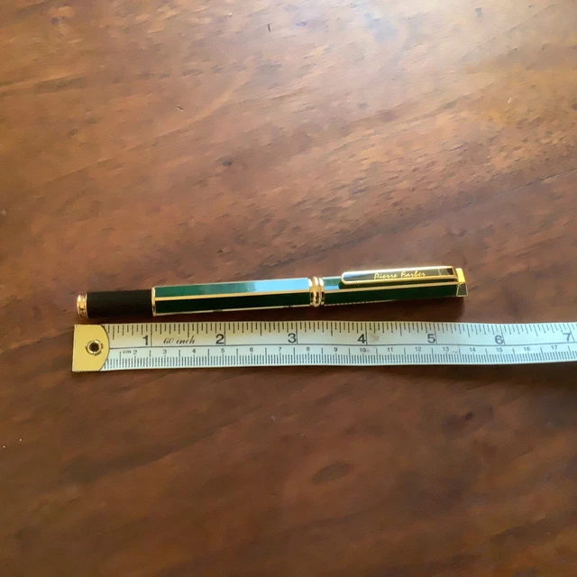 VINTAGE PIERRE FARBER hexagonal fountain pen in green and gold colours ...