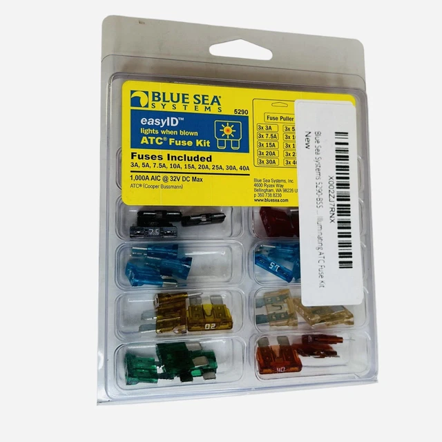 BLUE SEA SYSTEMS 5290 EasyID ATC Fuses 1,000A AIC @ 32VDC Max Light ...