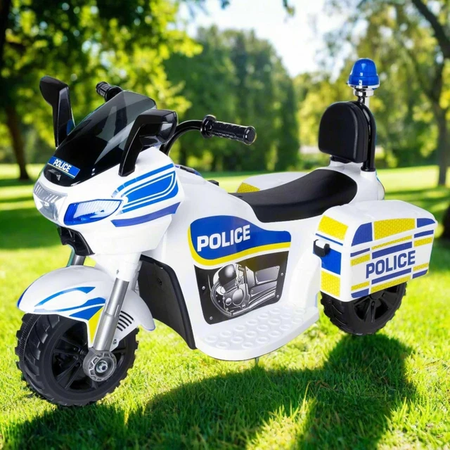 KIDS POLICE BIKE Ride-On Sit-On Electric Battery Operated Bike Blue ...