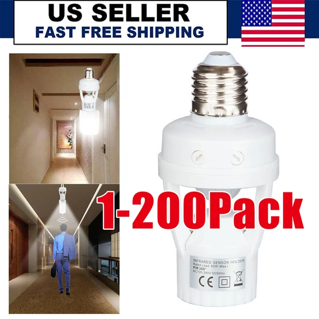 INFRARED PIR MOTION Sensor E27 LED Light Lamp Bulb Holder Socket Switch ...