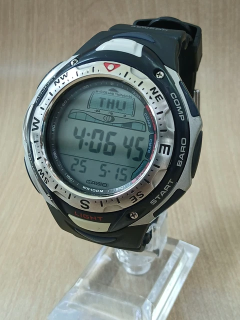 CASIO VINTAGE DIGITAL Watch Sea Pathfinder Triple Sensor Moon Baro 2273 ...