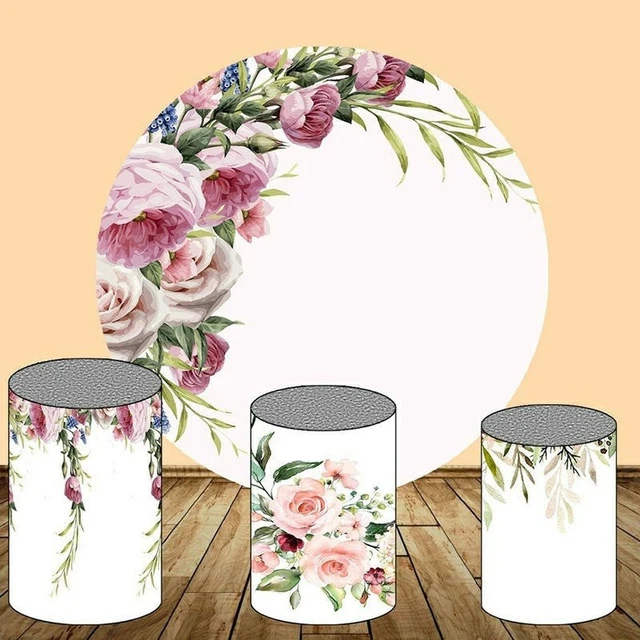 PINK AND PURPLE Floral Round Birthday Backdrop Kit $38.01 - PicClick AU