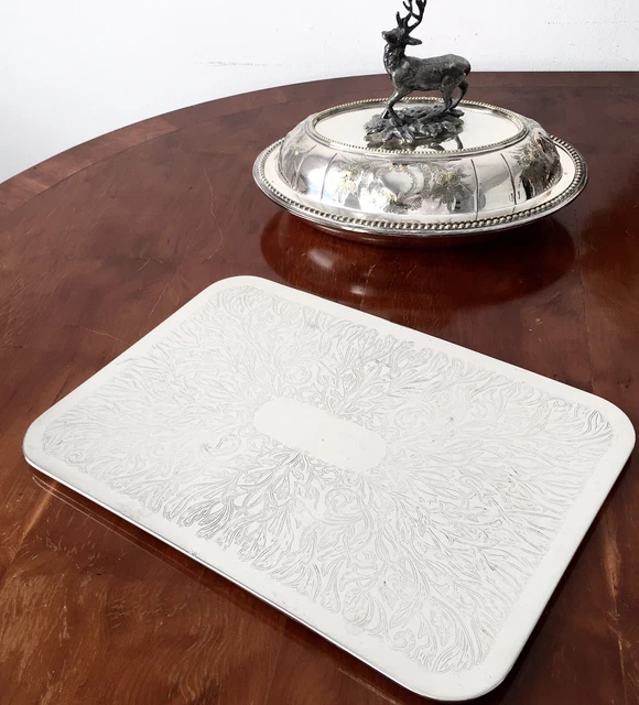 LARGE VINTAGE RECTANGULAR Silver Plated Table Mats Tray/ Place Mat ...