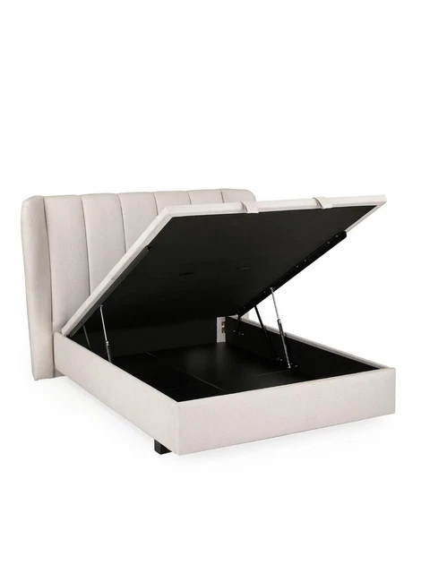 JASPER KING STORAGE Bed Ivory | Wing Headboard | Ottoman Base £519.99 ...