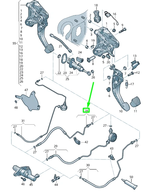 VW GOLF 5G MK7 Clutch Pedal Mechanism Pipe Line LHD 5Q1721465Q NEW ...