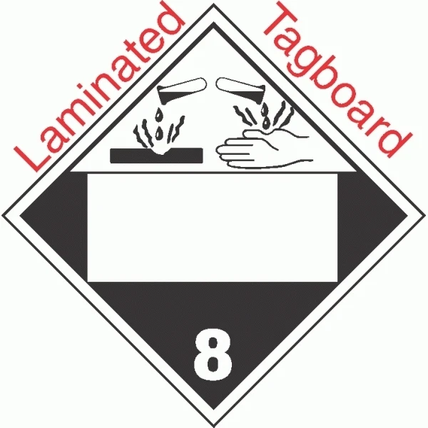 BLANK WINDOW CORROSIVE Class 8 Laminated Tagboard Placard (PACK OF 50 ...