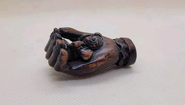 ANTIQUE JAPANESE NETSUKE Monkey in the hand of Bhuda £30.00 - PicClick UK