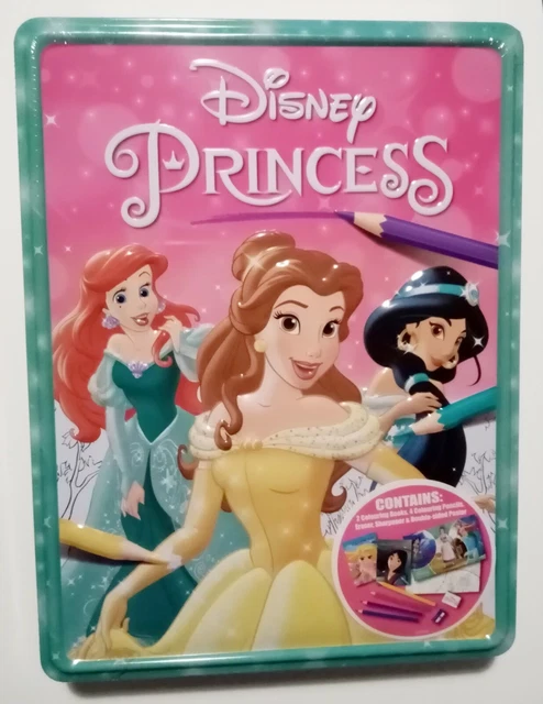 DISNEY PRINCESS ACTIVITY Tin with Colouring Books Colouring Pencils and ...