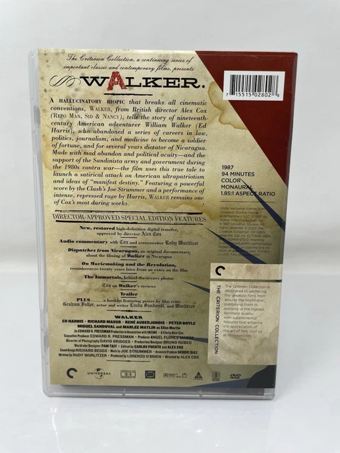 WALKER DVD 1987 Criterion Collection Alex Cox Ed Harris Special Edition ...